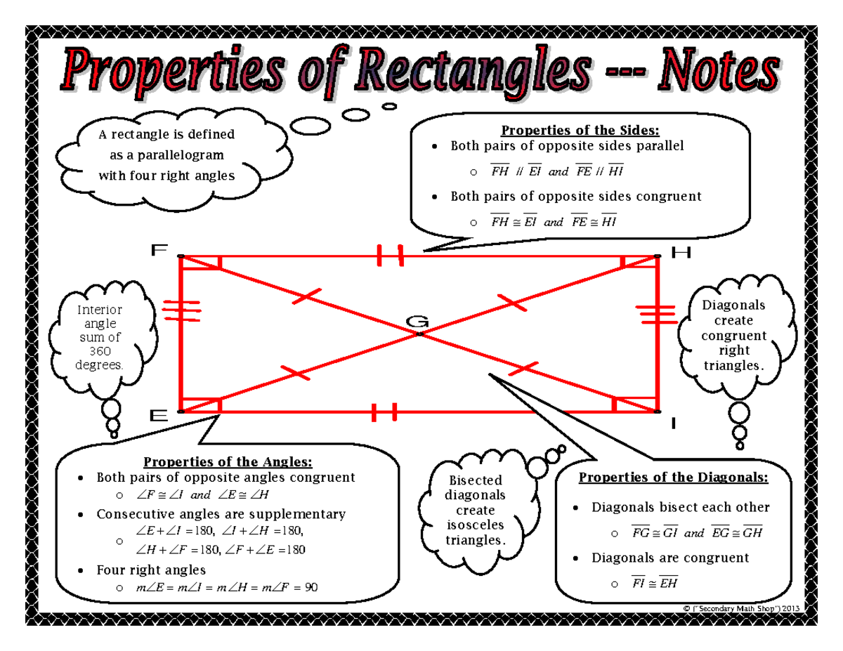 Math 2013: Key Properties of Rectangles Notes - Studocu