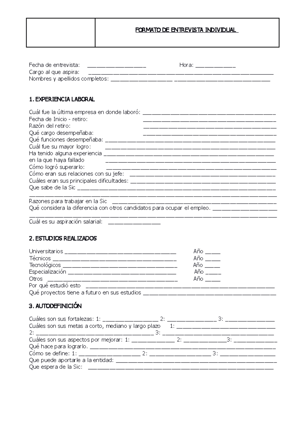 Formato de Entrevista Individual: Guía Completa para Candidatos - Studocu