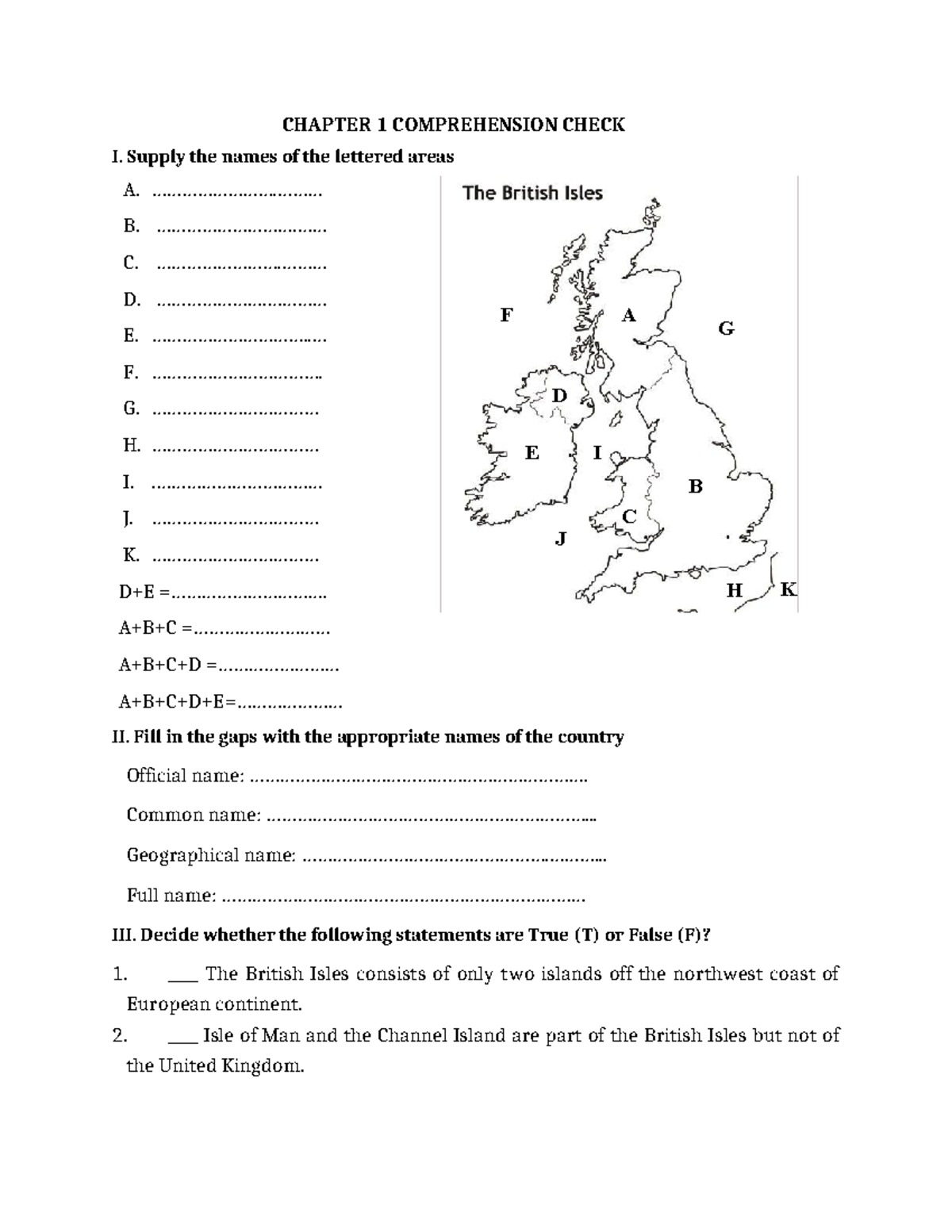 Chapter 1 Comprehension Check: Geography and History of Britain - Studocu