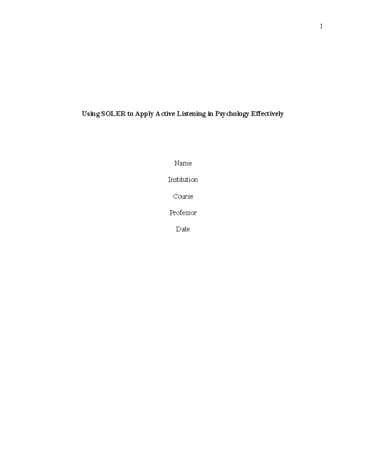 Applying SOLER for Effective Active Listening in Psychology Practice ...