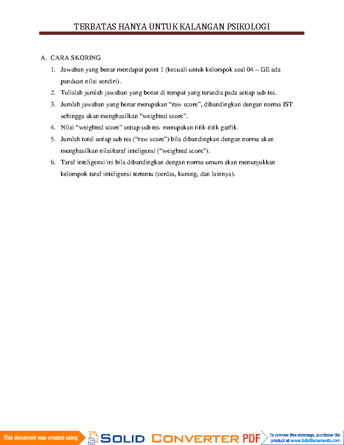 CARA SKORING DAN NORMA IST: PENJELASAN SAINTIFIK & KATEGORI IQ - Studocu