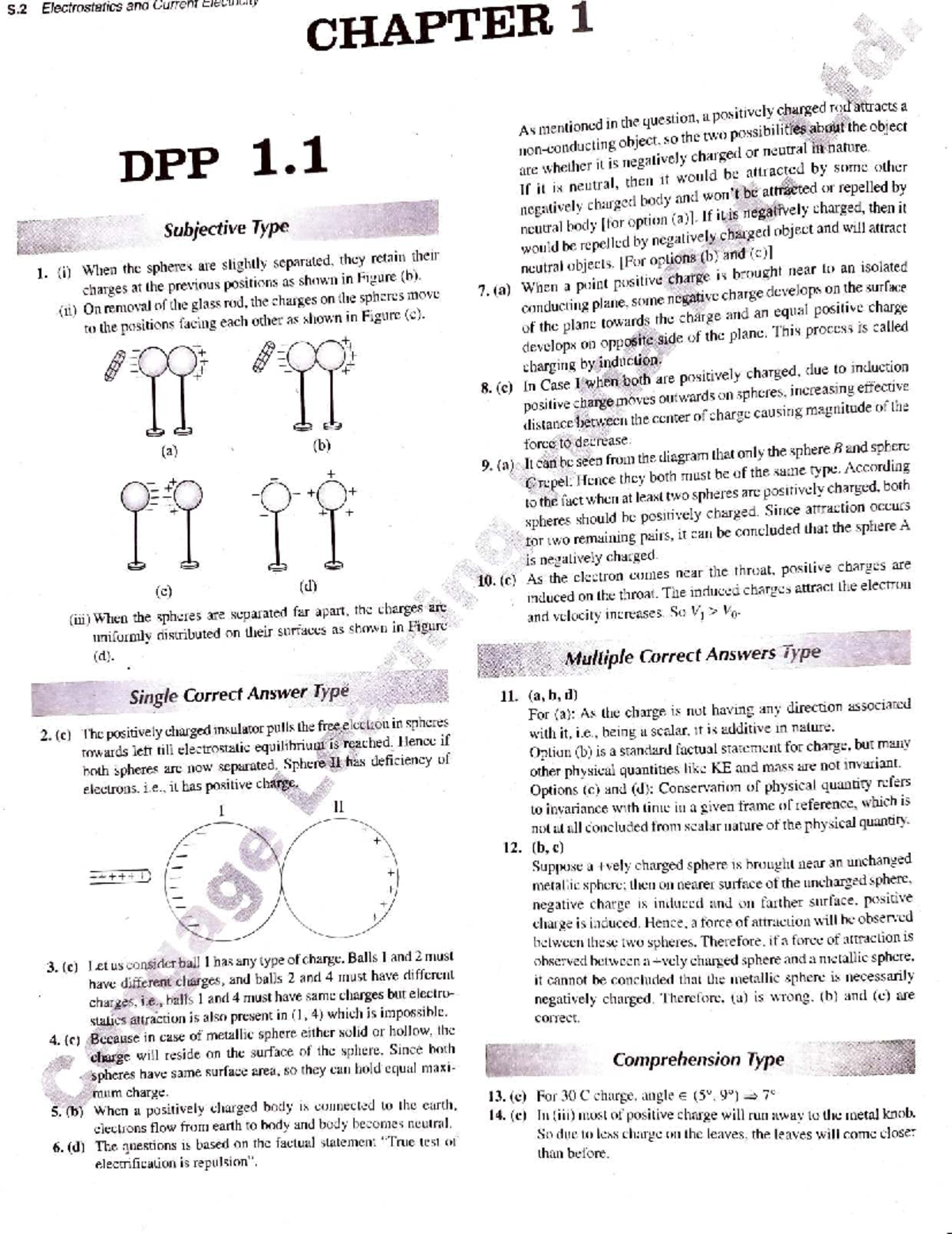 Electrostatics and Current Electricity: Subjective Type Questions (DPP ...