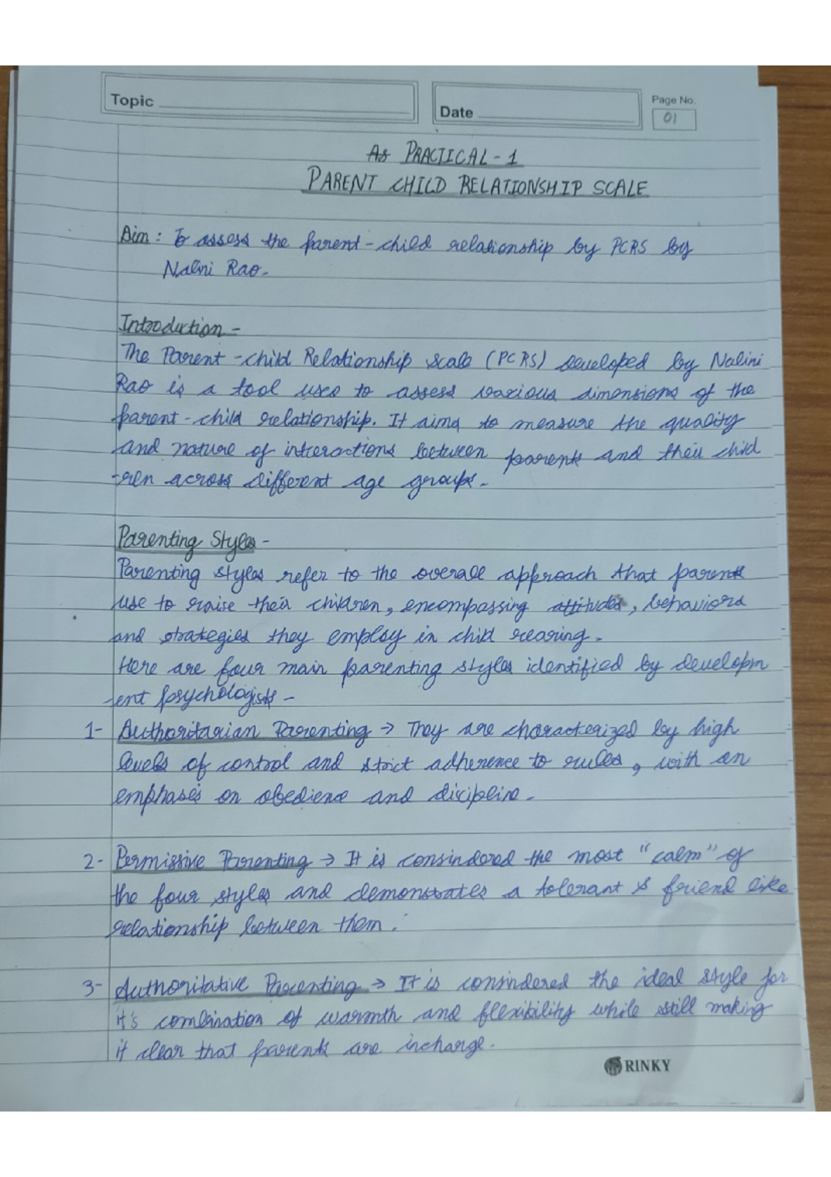 Practical Report on Parent-Child Relationship Scale (PCRS) Evaluation ...