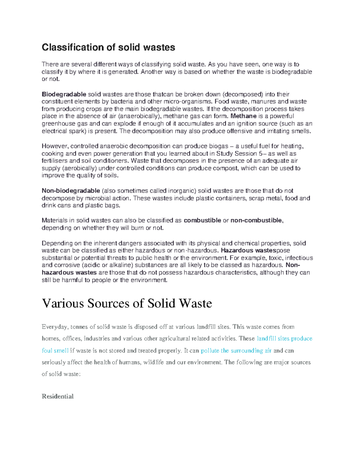 Classification of solid wastes - As you have seen, one way is to ...