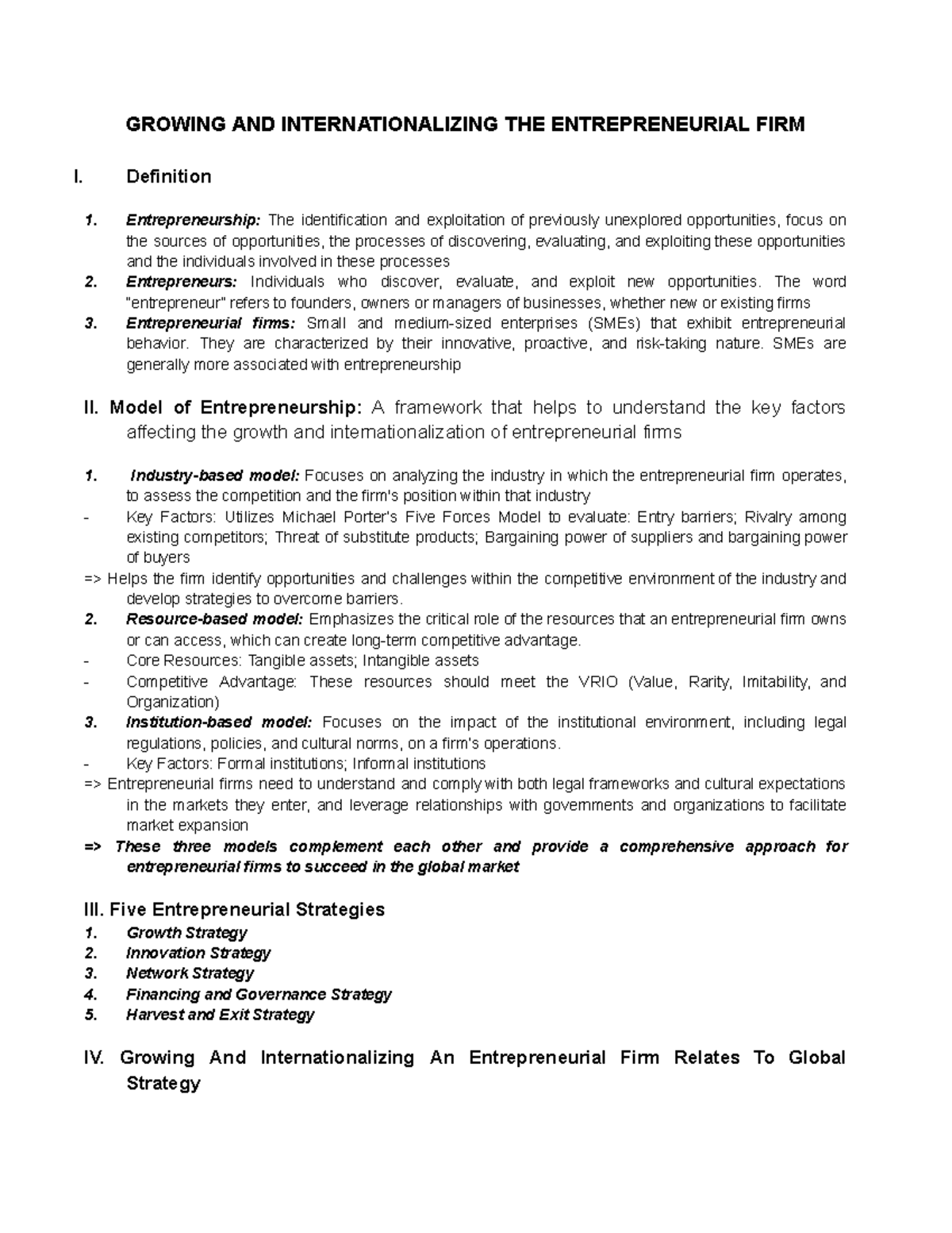 GROWING AND INTERNATIONALIZING THE ENTREPRENEURIAL FIRM - Definition 1 ...