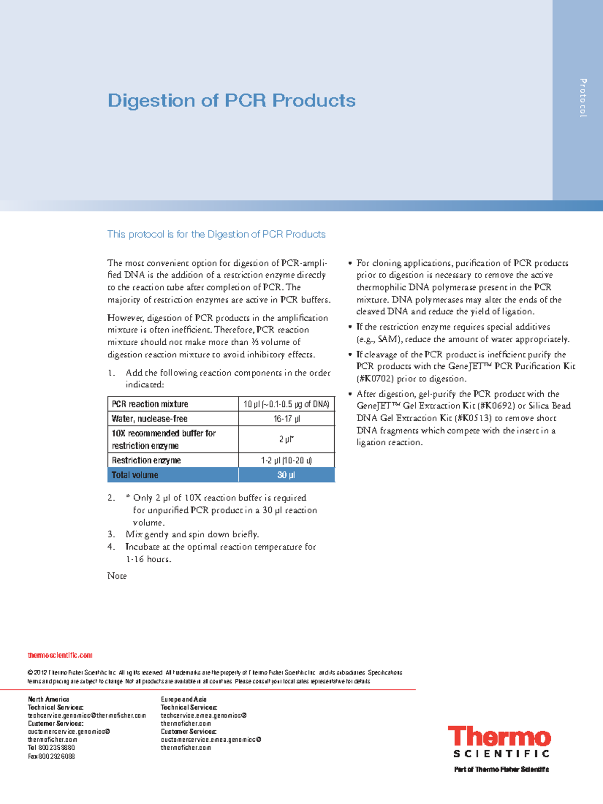 Digestion Protocol for PCR Products - Technical Guide - Studocu