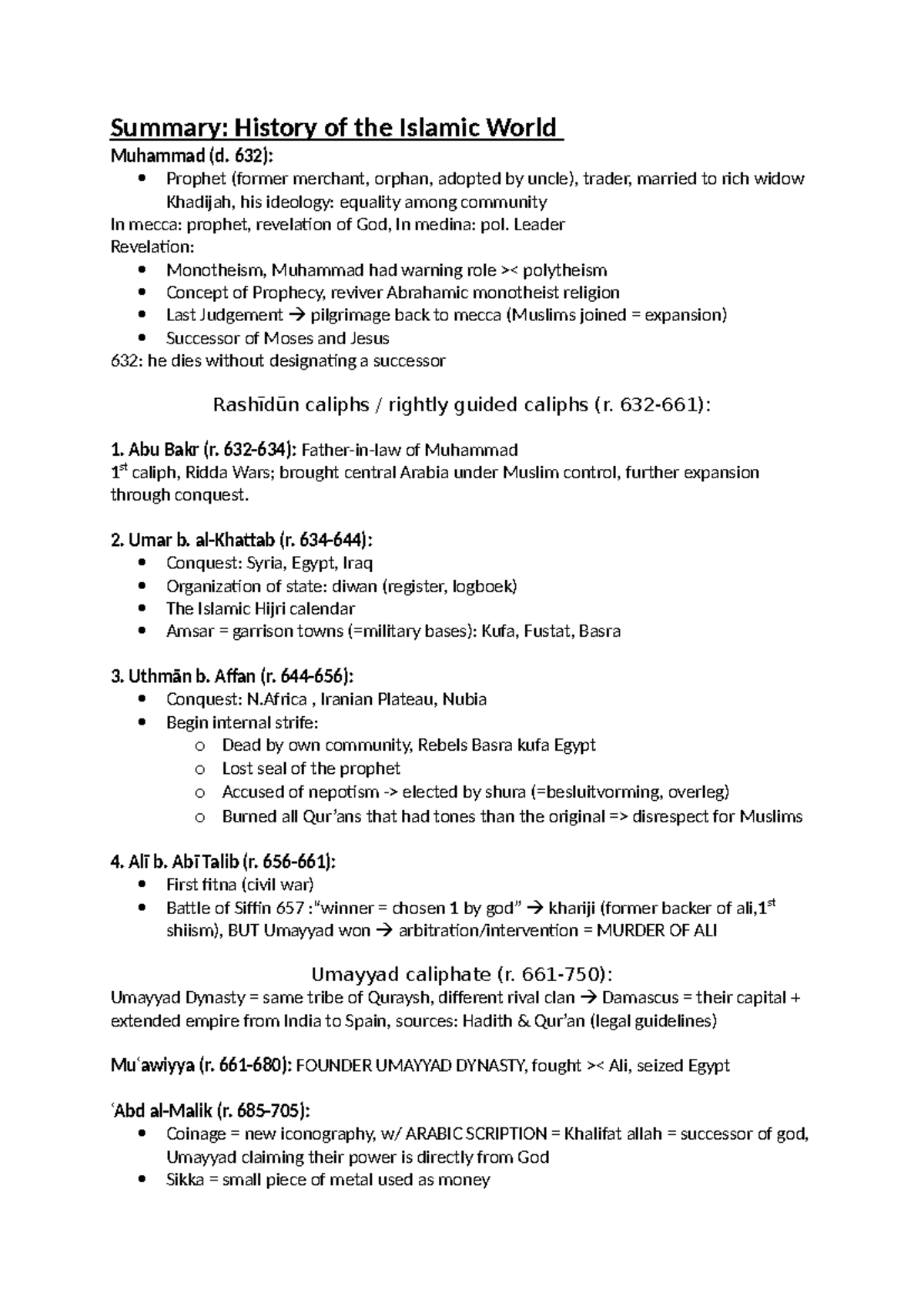 History of the Islamic World (Exam Prep): Key Events and Figures - Studocu
