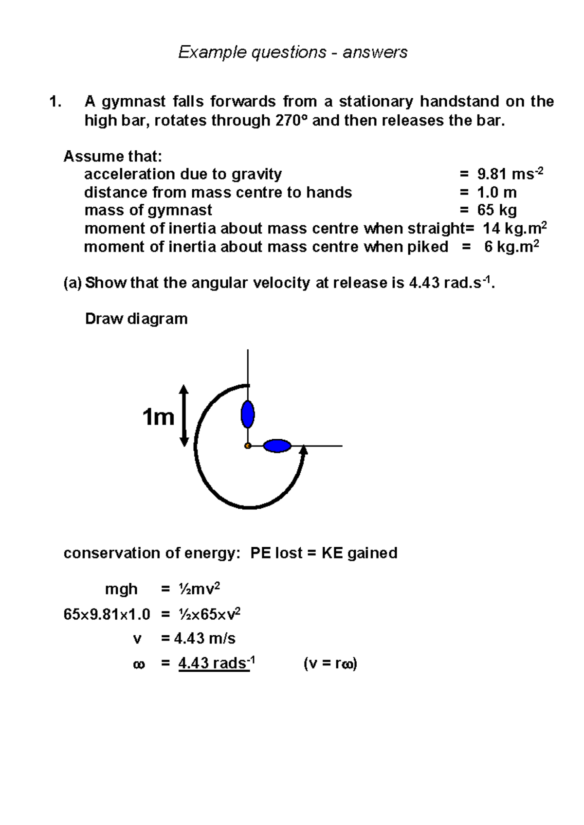 Physics 101: Tutorial Sheet 8 Answers & Solutions - Studocu