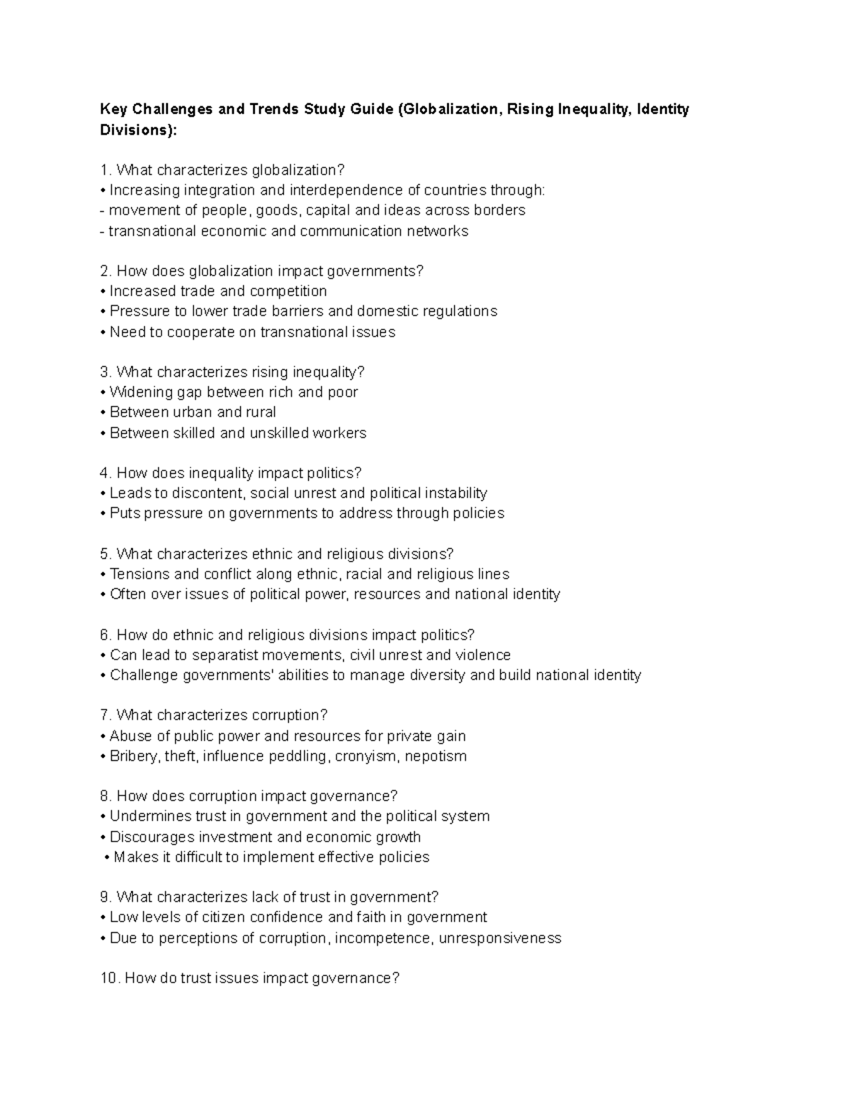 Key Challenges & Trends Study Guide: Globalization & Inequality - Studocu