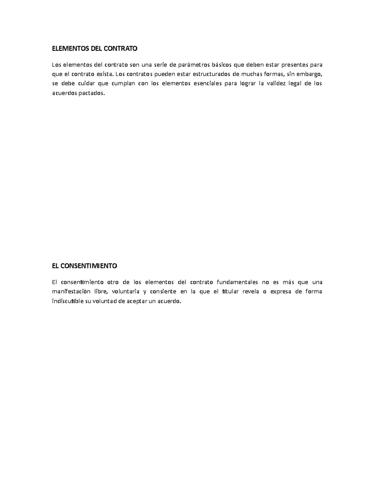Elementos del Contrato: Conceptos y Definiciones Jurídicas - Studocu