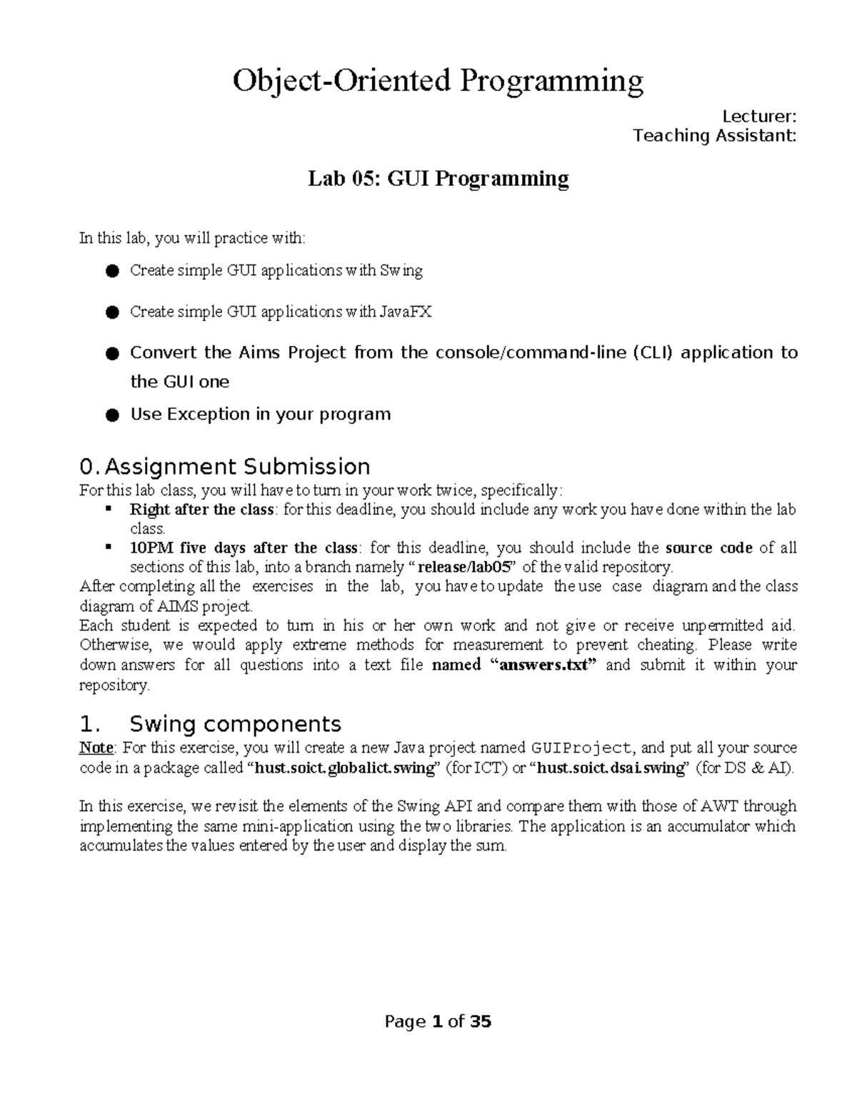 OOP-Lab05-GUIProgramming - Object-Oriented Programming Lecturer ...