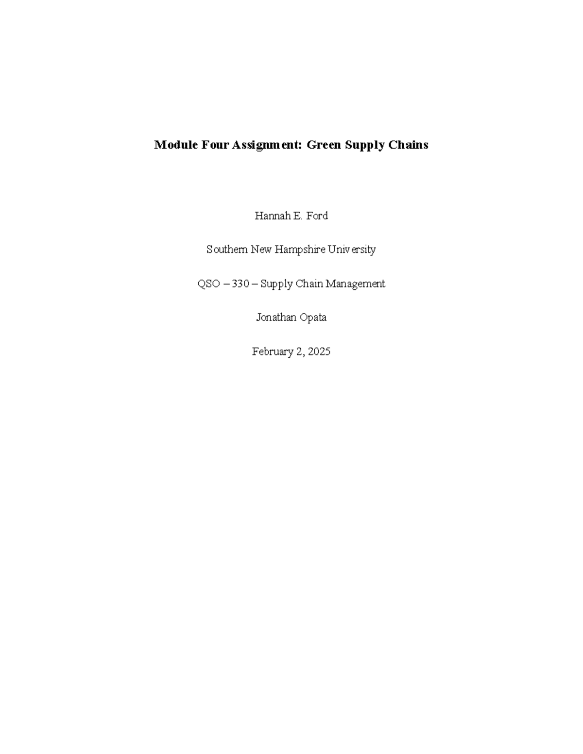 Module Four Assignment - Ford Southern New Hampshire University QSO ...