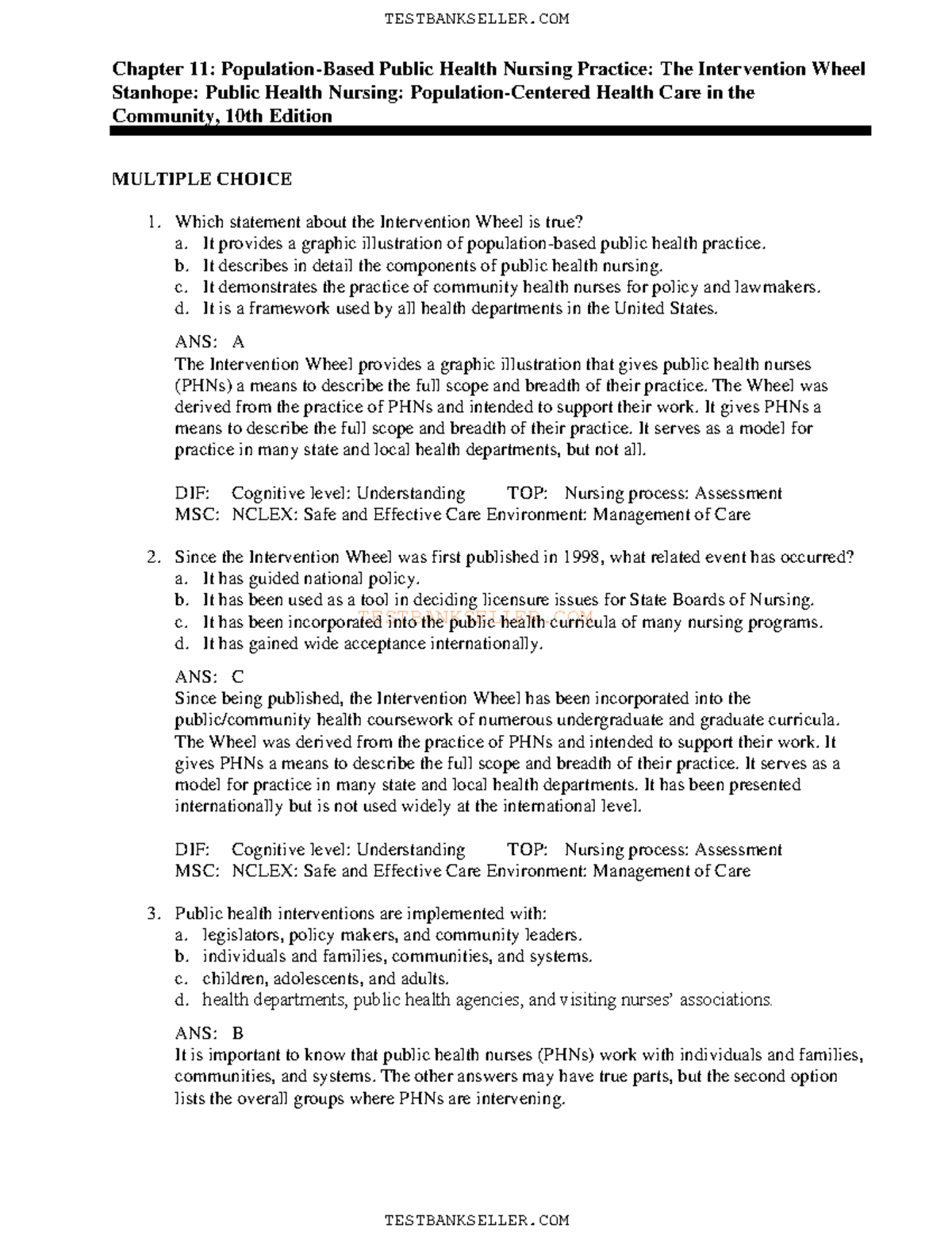 Chapter 11: Public Health Nursing and the Intervention Wheel Concepts ...