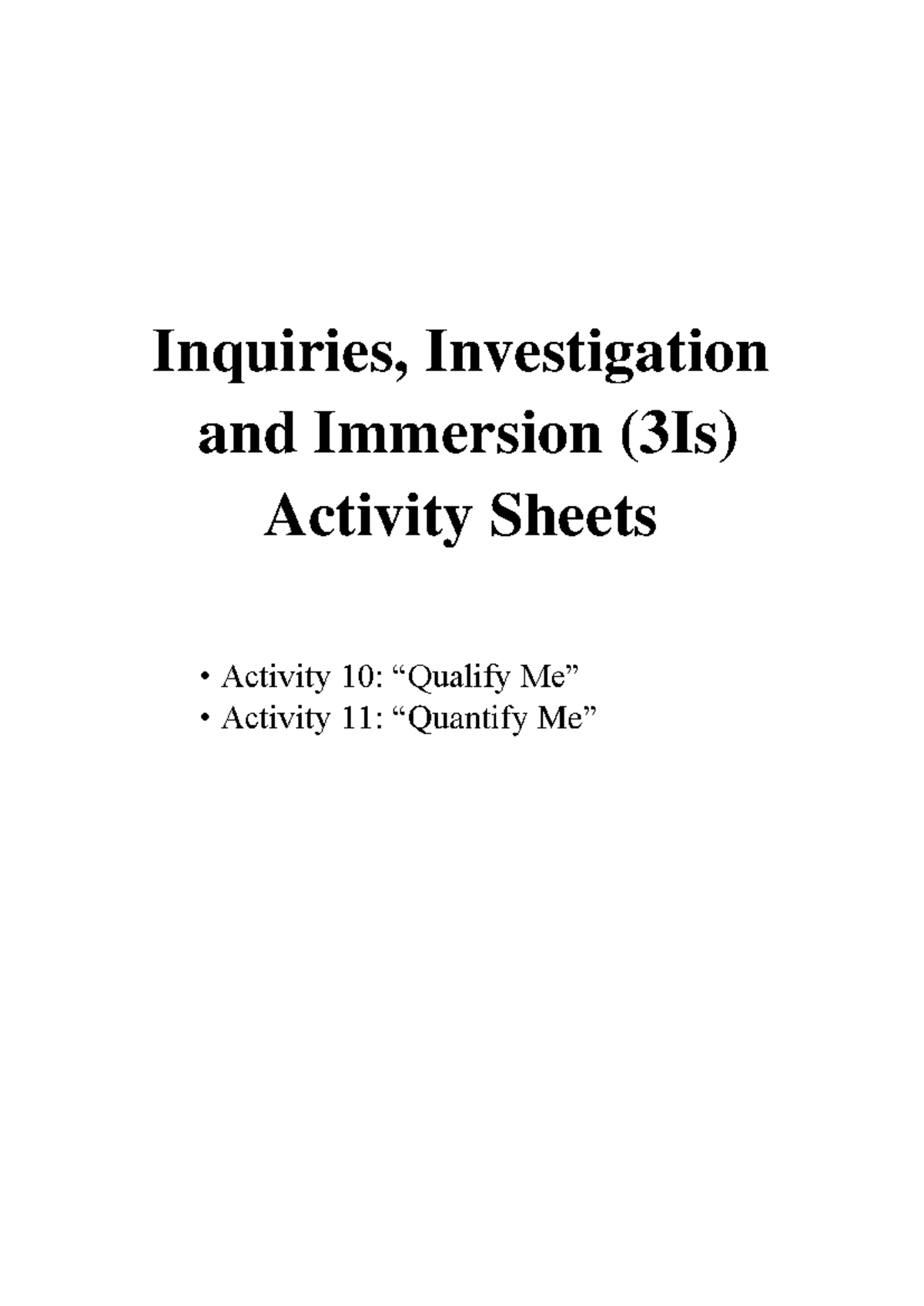 3Is - Qualitative and Qualitative Research - Inquiries, Investigation ...