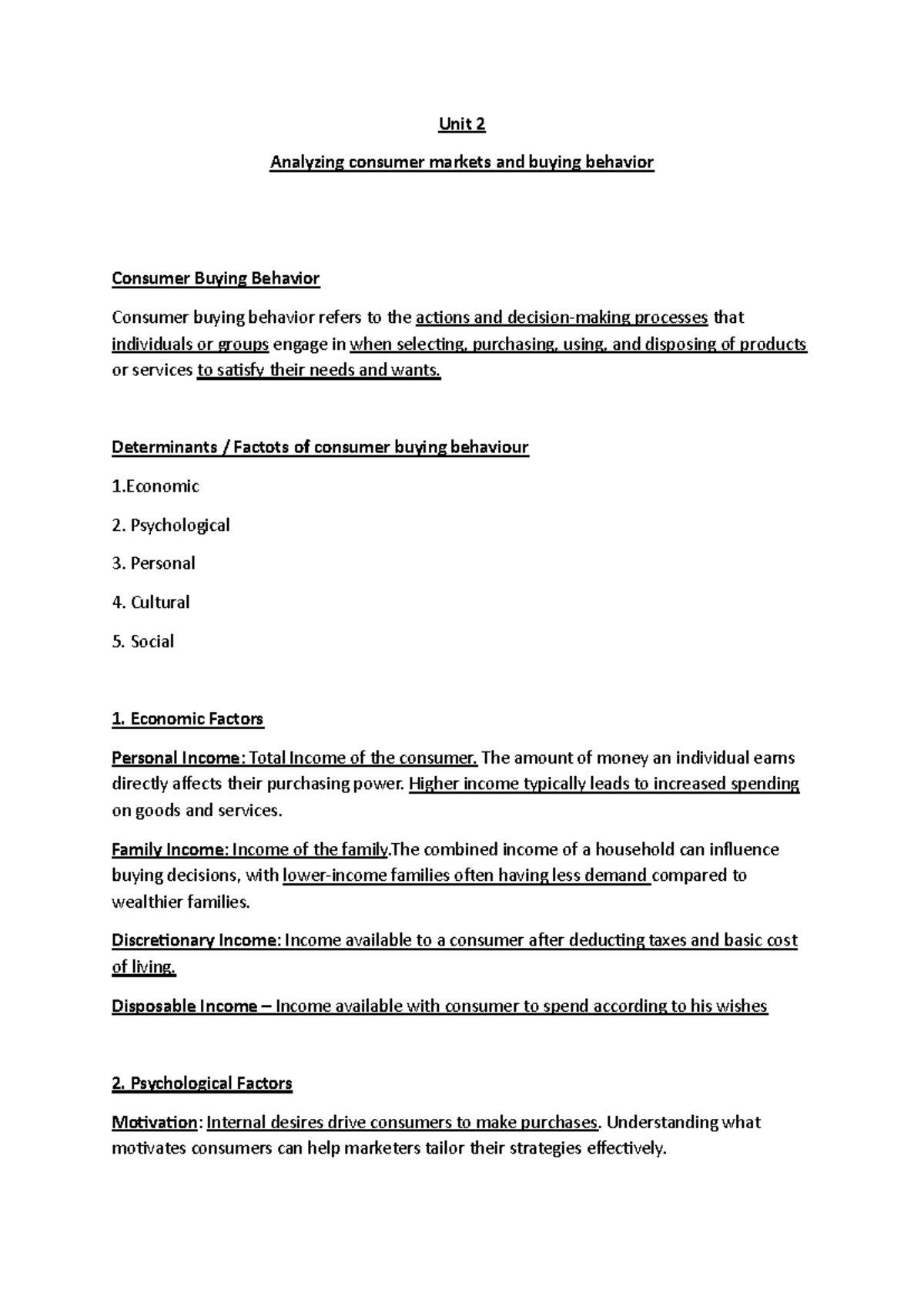 Unit 2: Analyzing Consumer Markets & Buying Behavior - Studocu