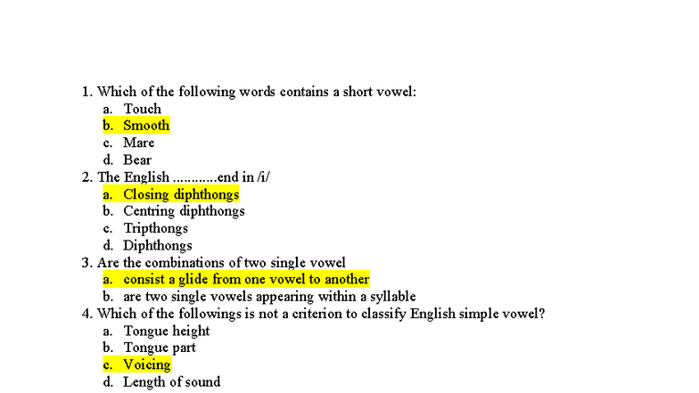 Vowels and Diphthongs: Quiz Notes for ENG 101 - Studocu