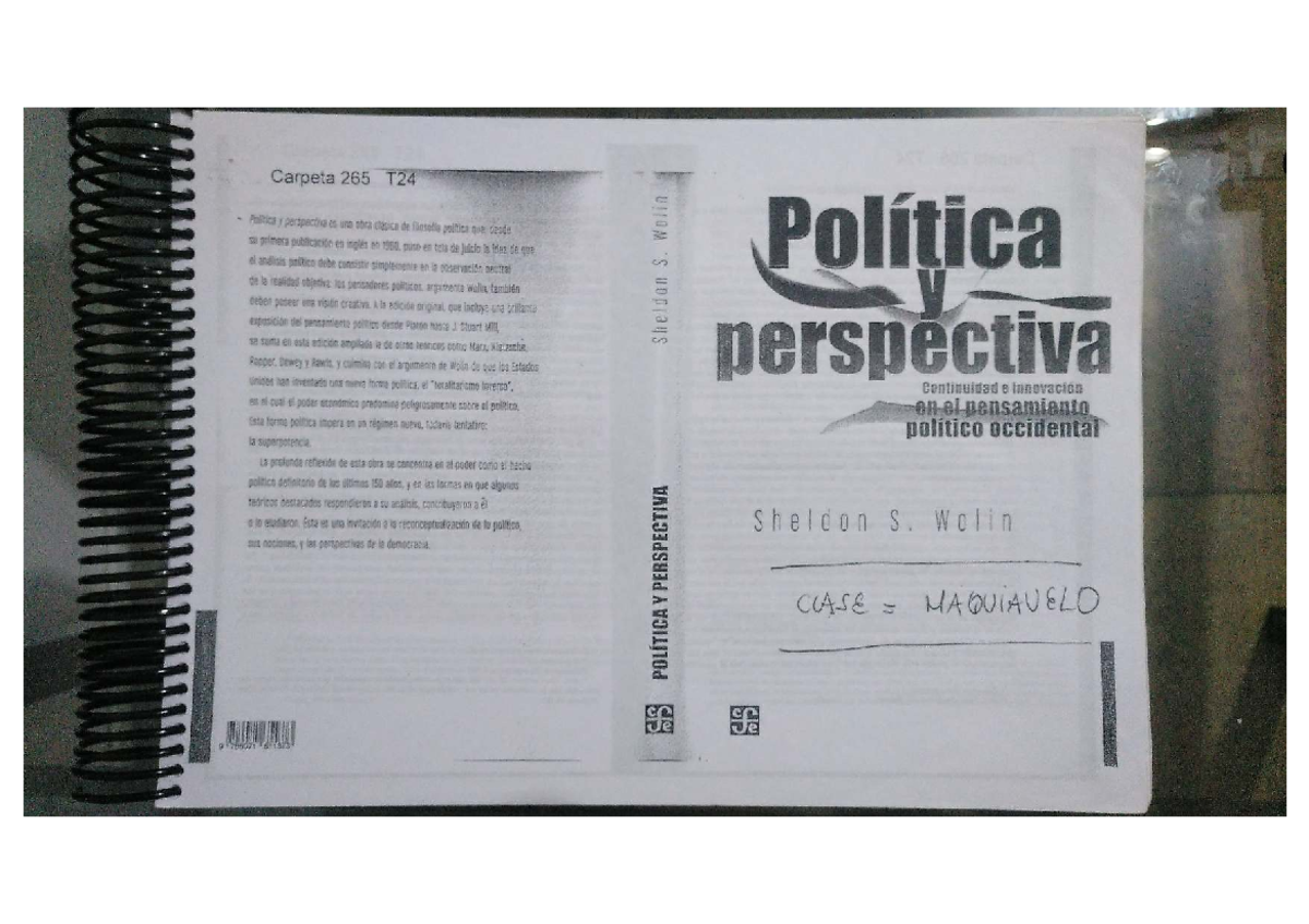 Política y Perspectiva: Análisis de Maquiavelo y Sheldon Wolin (Carpeta ...
