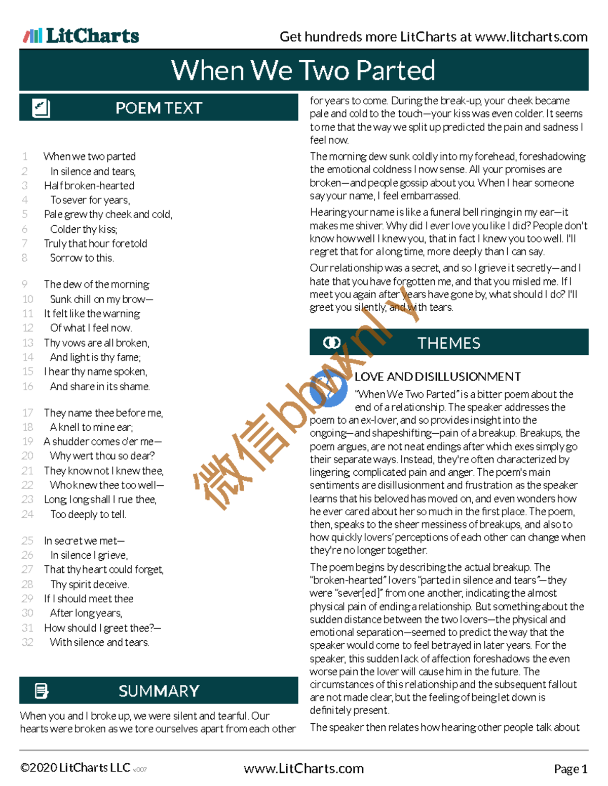 When-We-Two-Parted-Lit Chart 1 - When We Two Parted When you and I ...