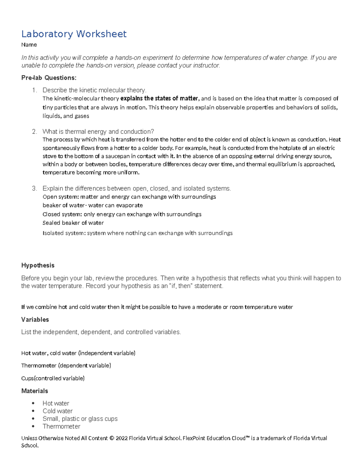 Laboratory Worksheet: Temperature Change Experiment Analysis - Studocu