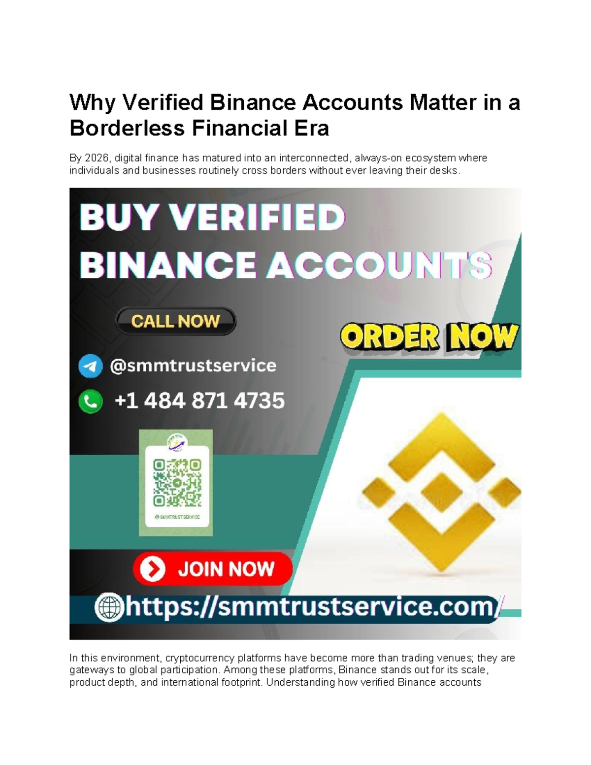 How to Utilize Verified Binance Accounts for Global Access in 2026 ...