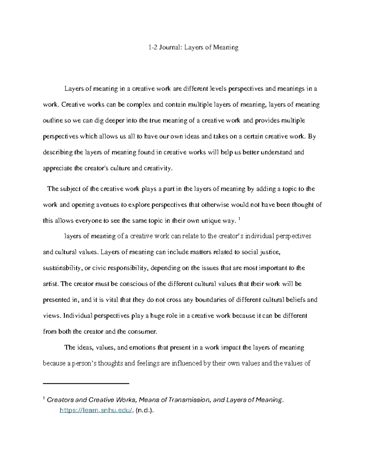 ENG 101: Layers of Meaning in Creative Works - Analyzing Perspectives ...