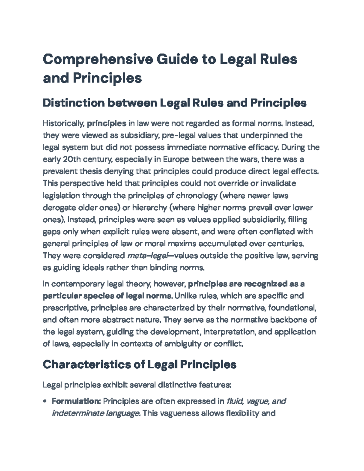 Legal Principles and Their Functions: A Comprehensive Overview - Studocu