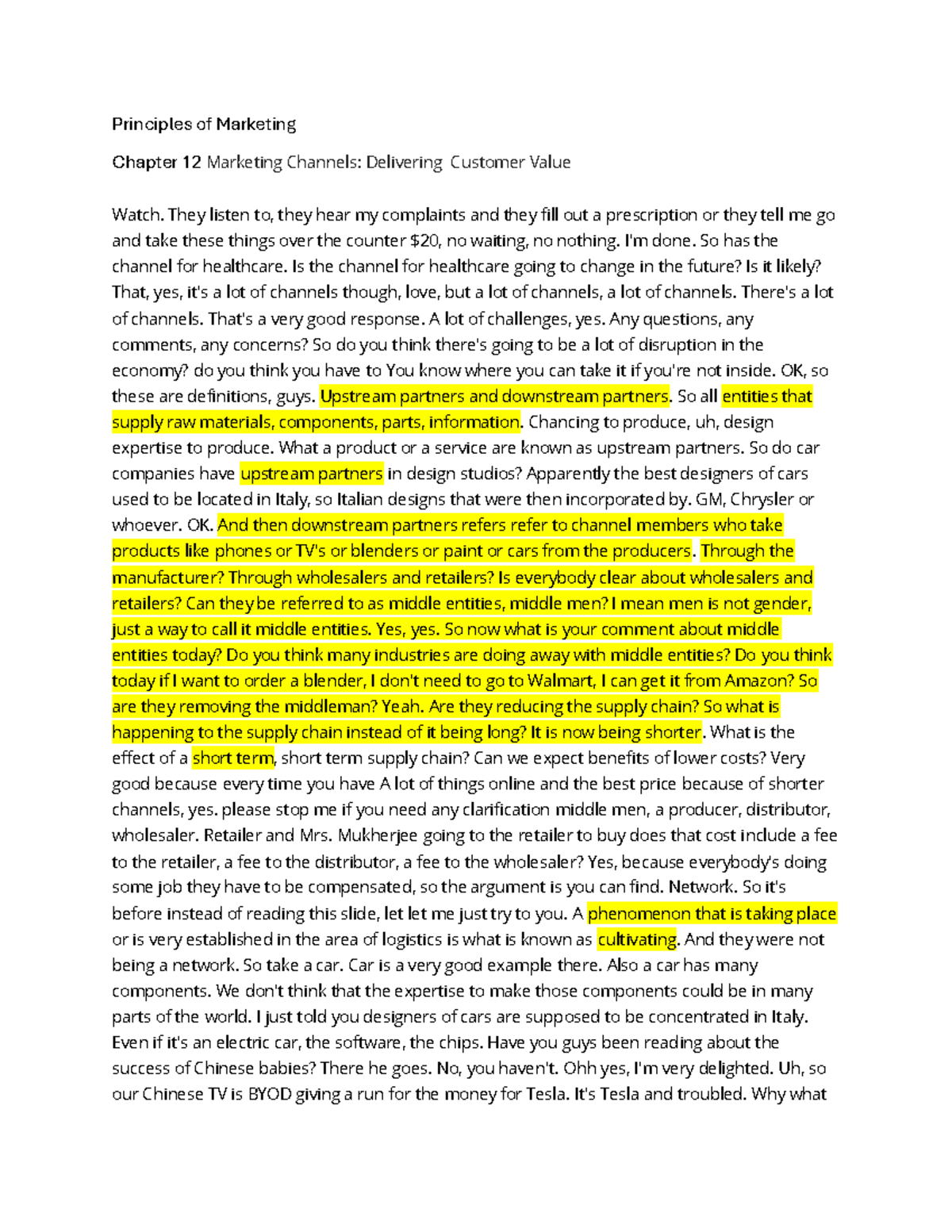 Principles of Marketing: Chapter 12 - Marketing Channels & Customer ...