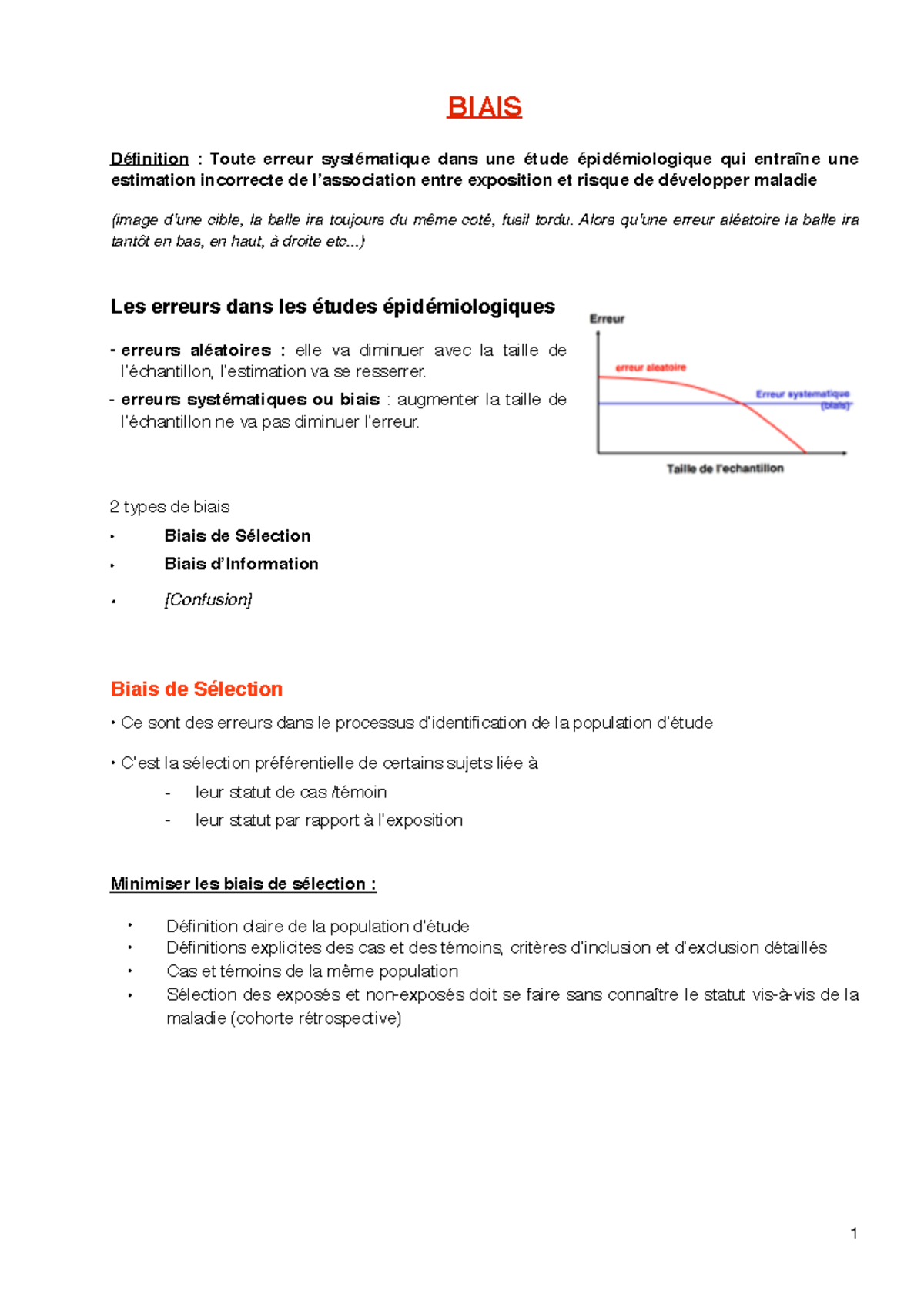 Biais etude epidemio - BIAIS Définition : Toute erreur systématique ...