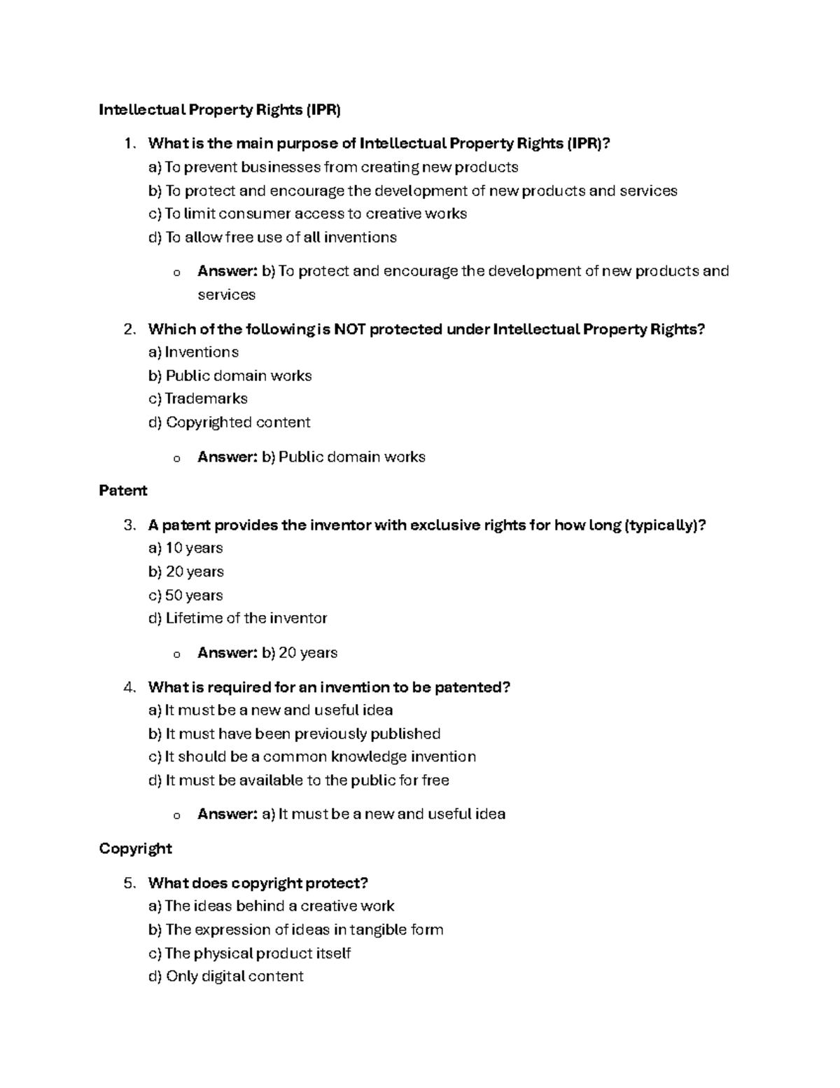 Intellectual Property Rights (IPR) Overview and Key Concepts - Studocu