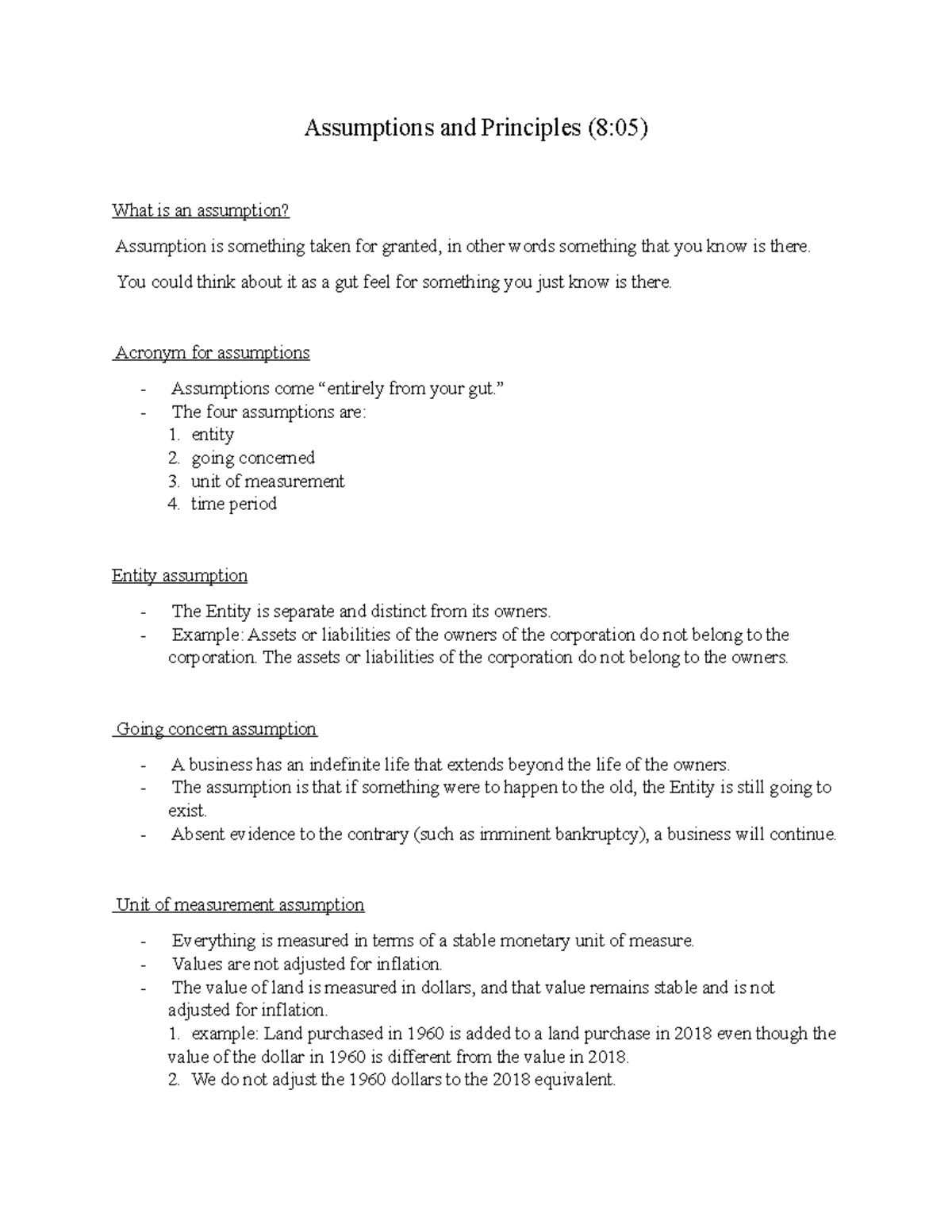 Chapter 1 Assumptions and Principles - Assumptions and Principles (8:05 ...