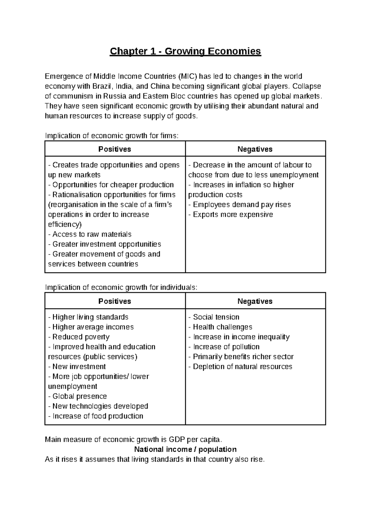 A2 Economics Theme 3 Chapter Notes: Economic Growth & Trade Blocs - Studocu