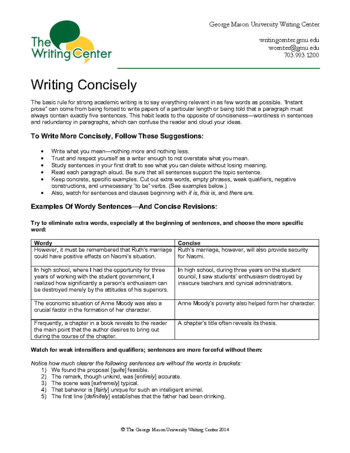 Writing Concisely: Tips from George Mason University Writing Center ...