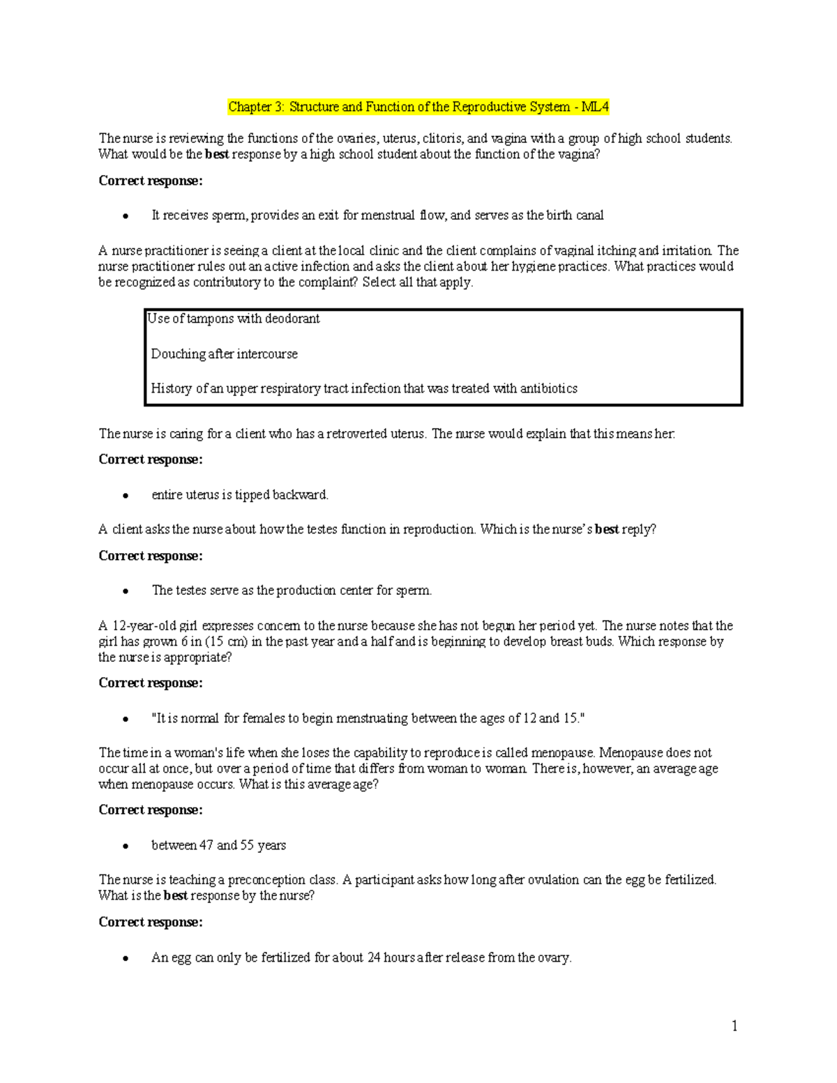 Chapter 3: Structure & Function of the Reproductive System - ML4 - Studocu