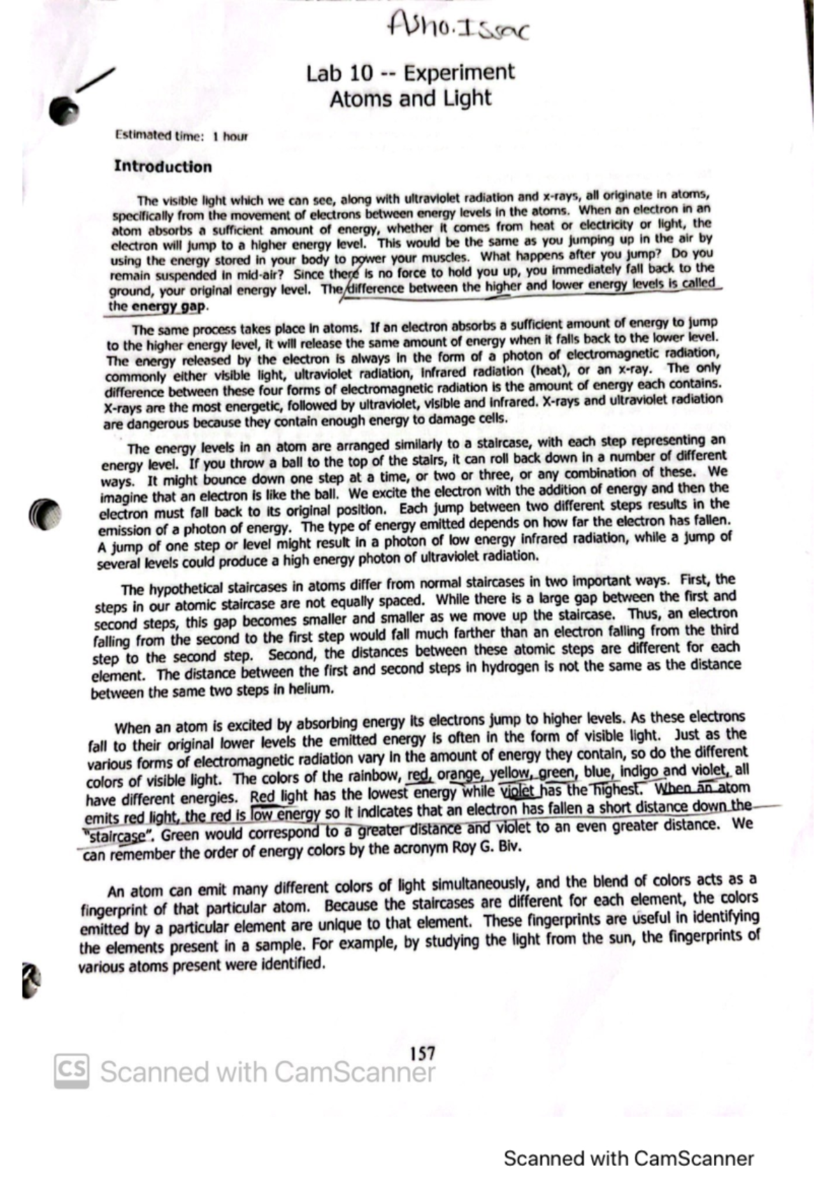 Lab #10 -Experiment Atoms and Light - When an electron in an atom ...