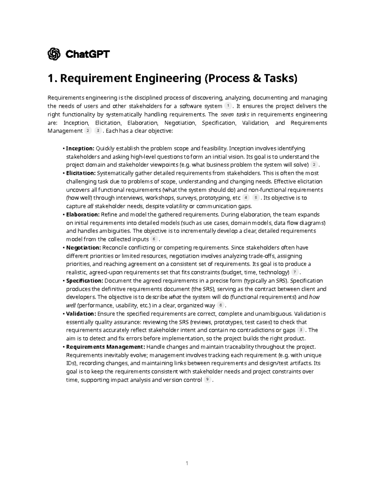 1. Requirement Engineering (Process & Tasks) Overview - Studocu