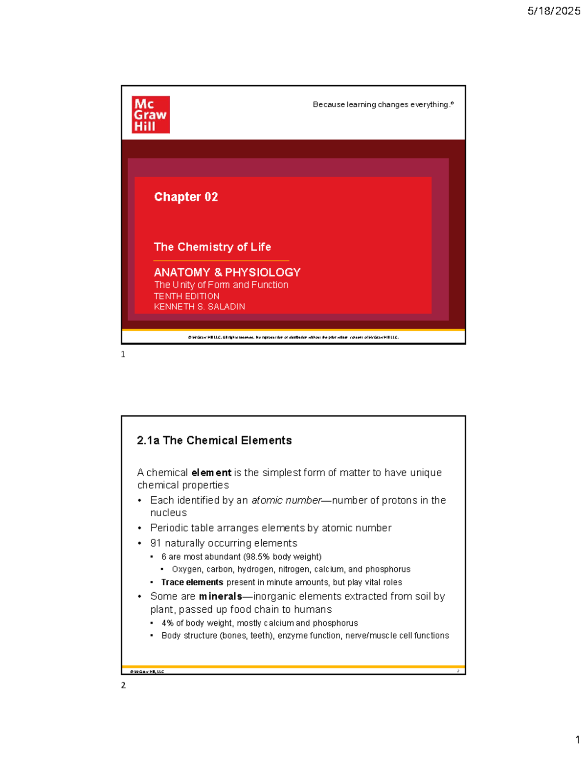 Bio 137 Lecture Notes: Chapter 2 - Chemistry of Life Insights - Studocu