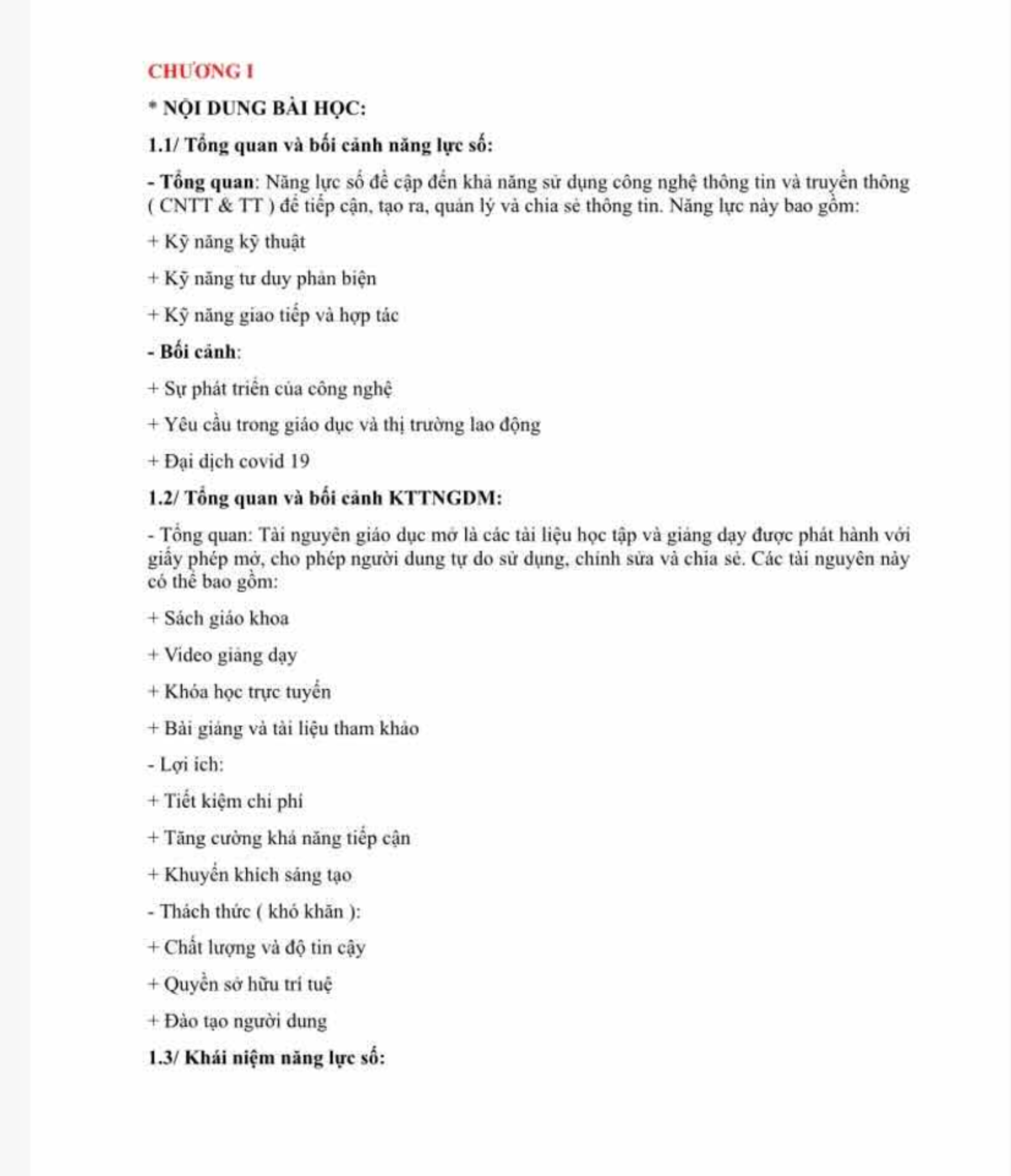 Đề cương Năng lực số và Tài nguyên giáo dục mở - MH123 - Studocu