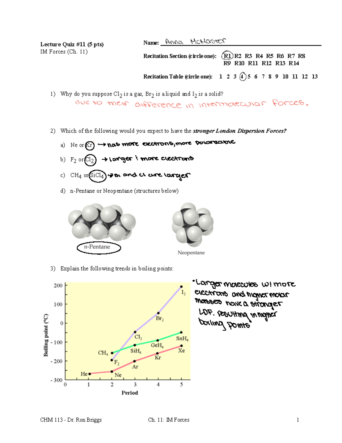 113LQ11 - Lecture Quiz #11: Intermolecular Forces Practice Questions ...