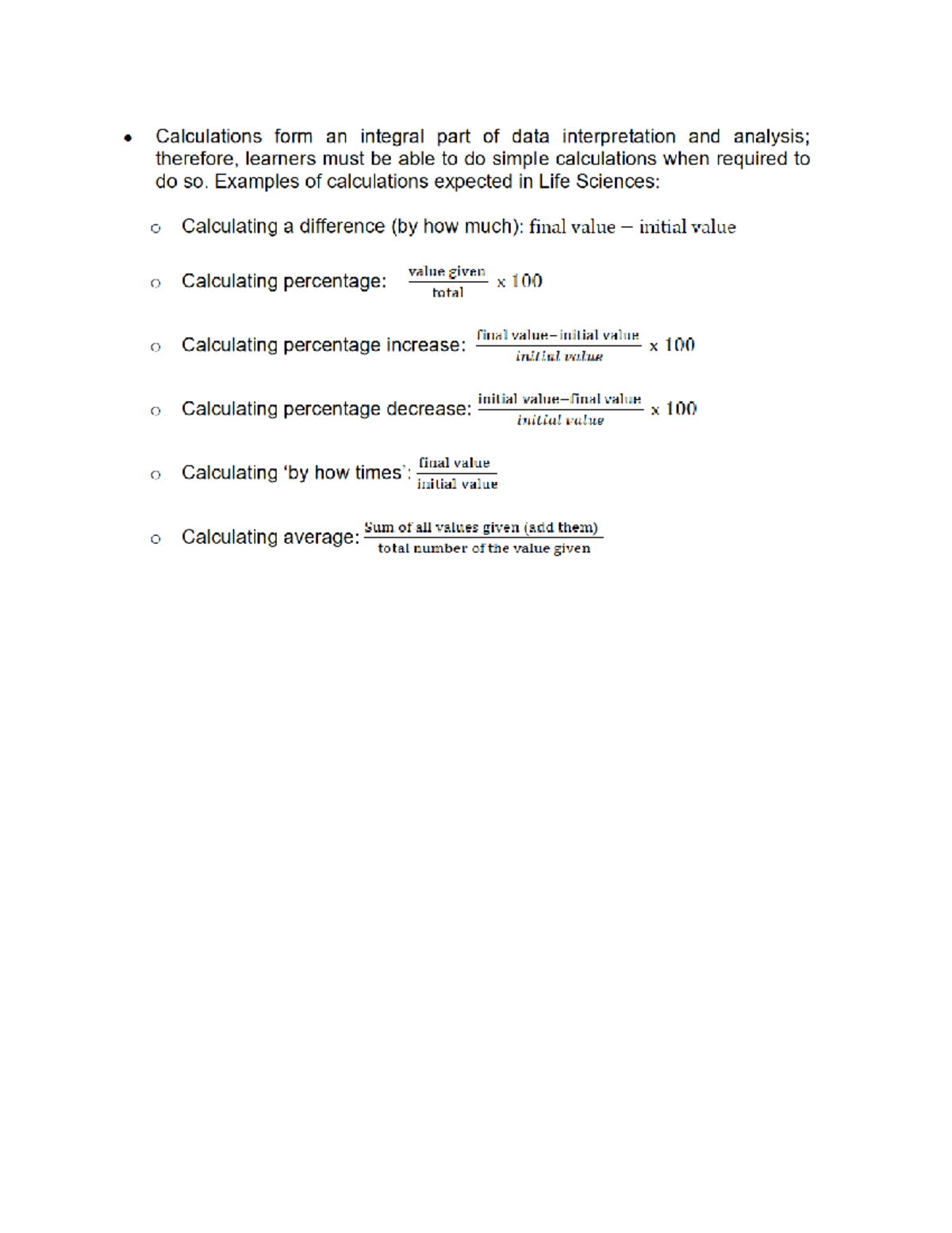 LFSC Formulae for Calculations in Life Sciences - Studocu