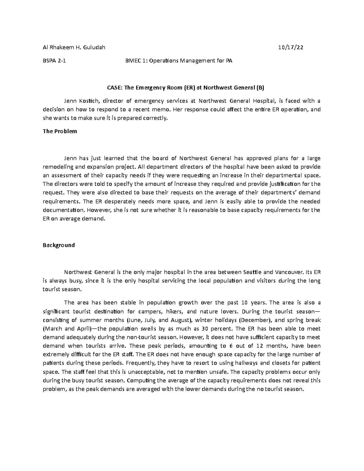 Case Study Final - hello, hope this helps - Al Rhakeem H. Guludah 10/17 ...