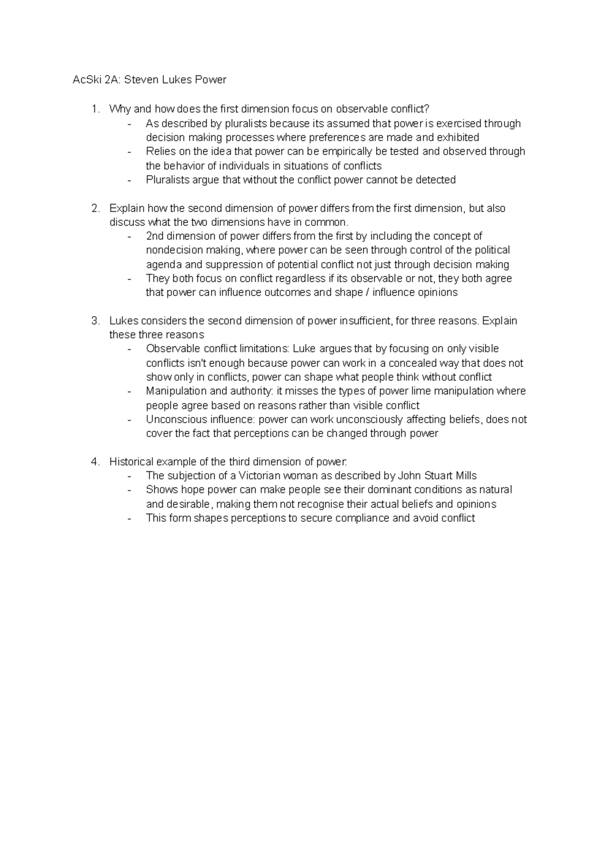Prep3 2A: Analyzing Lukes' Three Dimensions of Power in Conflict ...