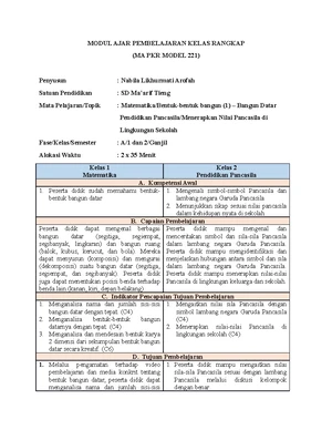 542982124 RPP Kelas Rangkap Model 222 - Pembelajaran SBDP & Bahasa ...