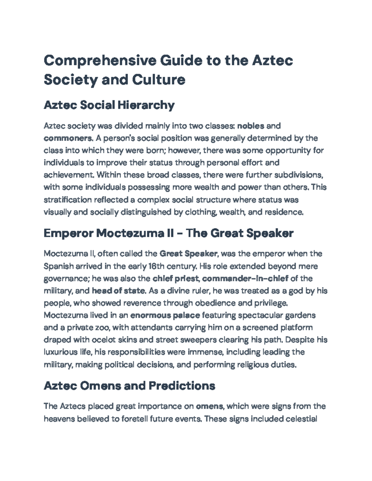 Comprehensive Overview of Aztec Society & Culture: Structure & Roles ...