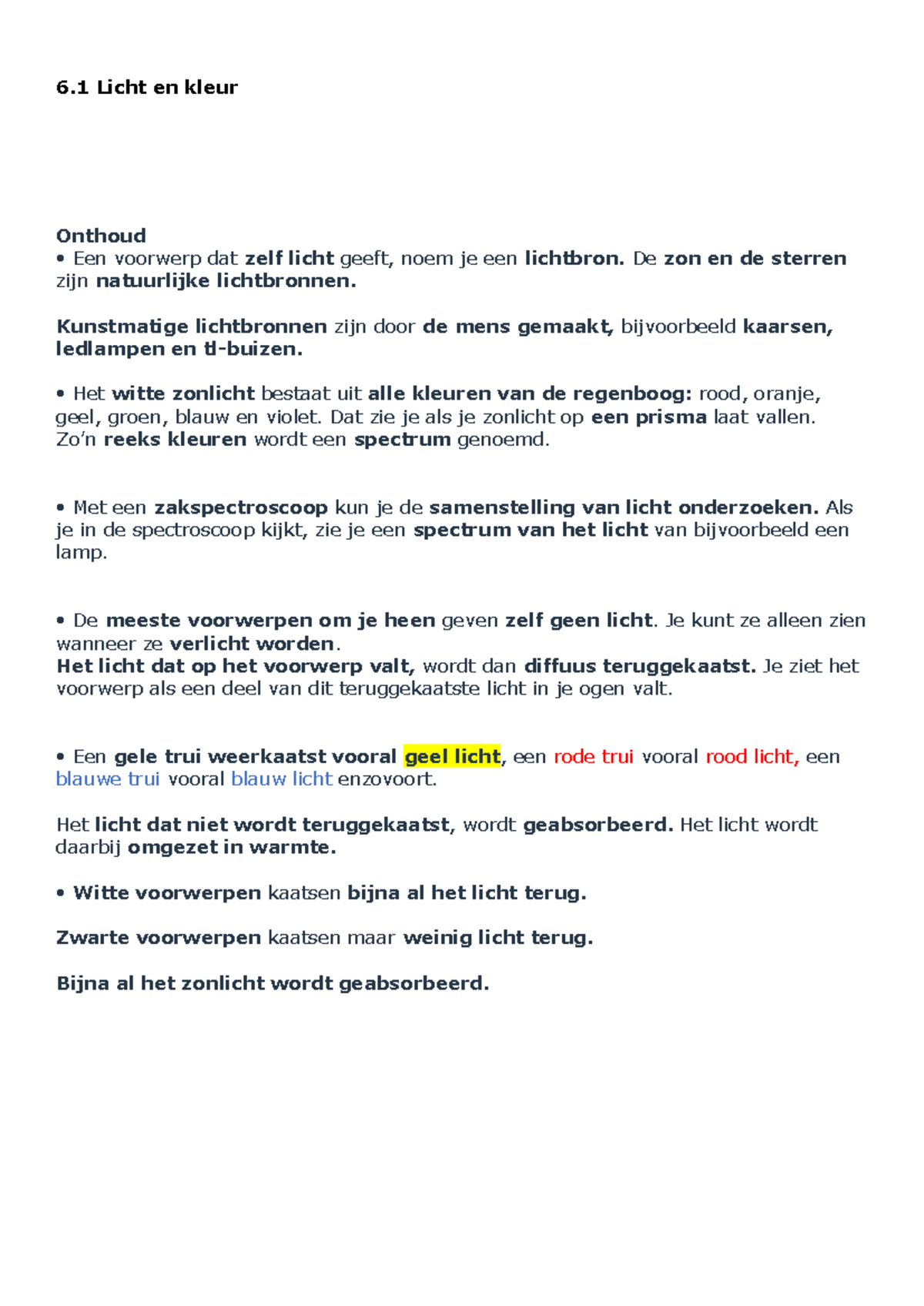 Samenvatting van Hoofdstuk 6: Licht en Kleur inzichten - Studeersnel