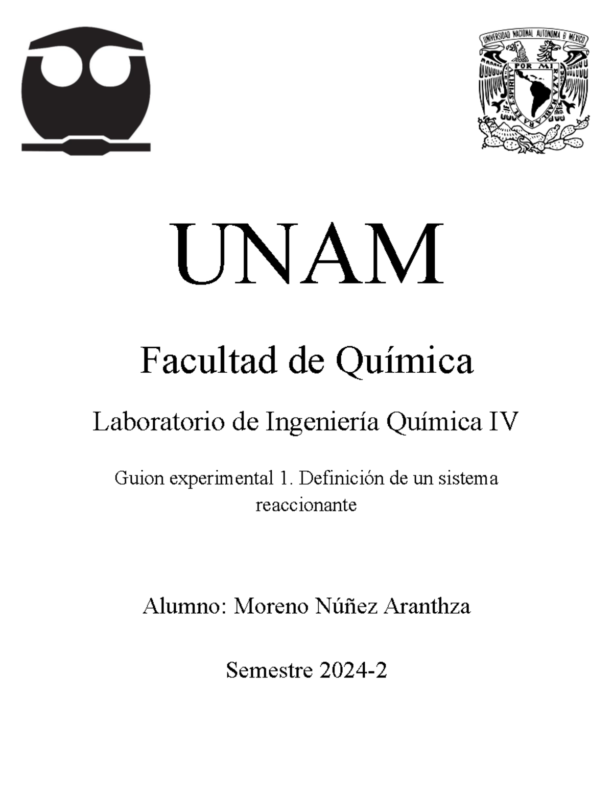 Práctica 1: Reacciones Químicas en Reactores - LIQ4 (Sem. 2024-2) - Studocu