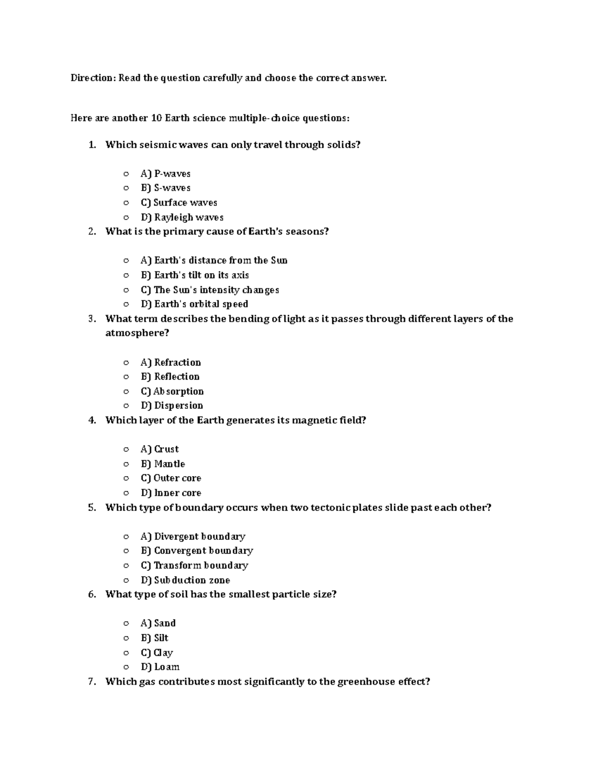 Y49 - Earth Science Quiz: Understanding Geological Structures ...
