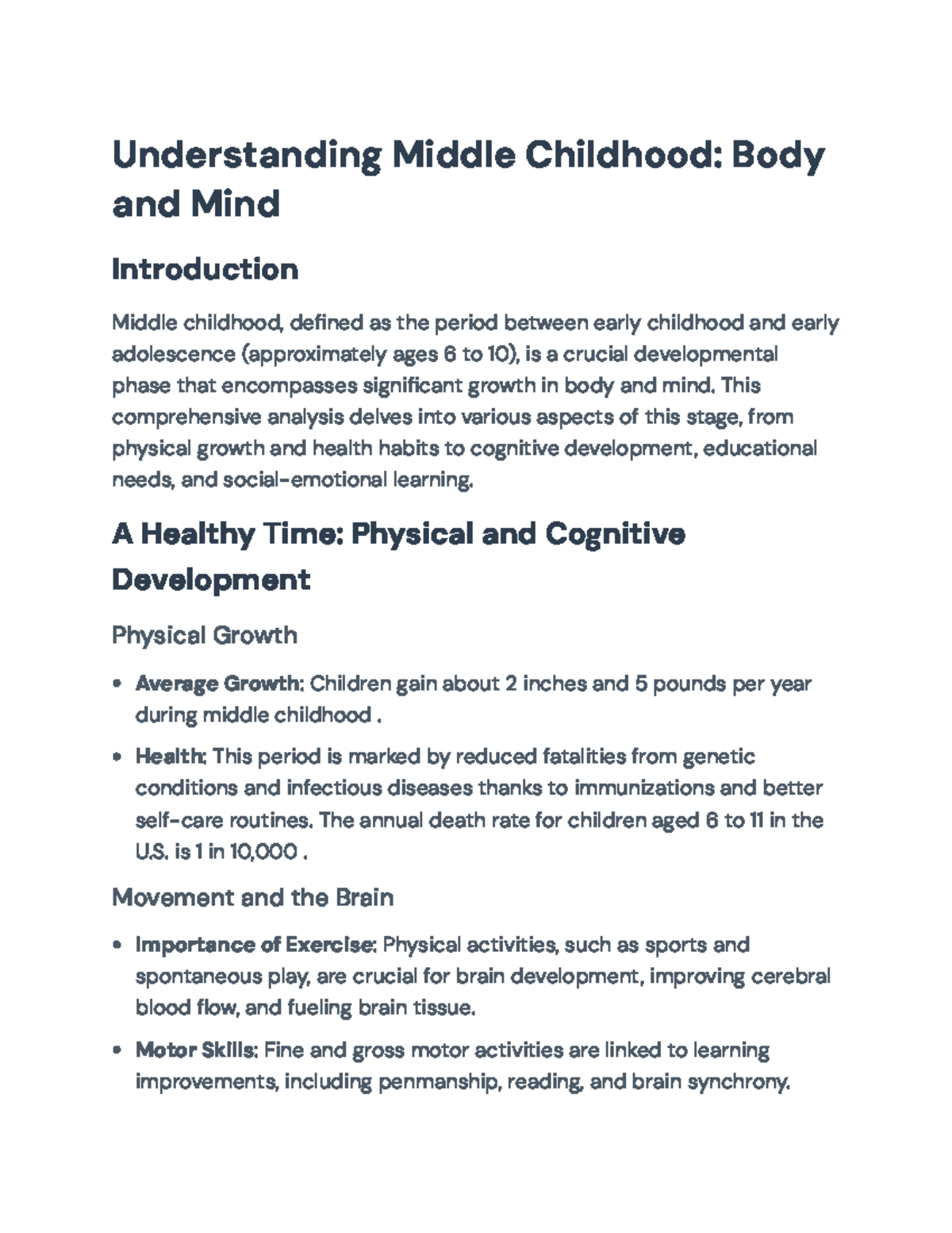 Understanding Middle Childhood: Growth, Learning, and Development ...