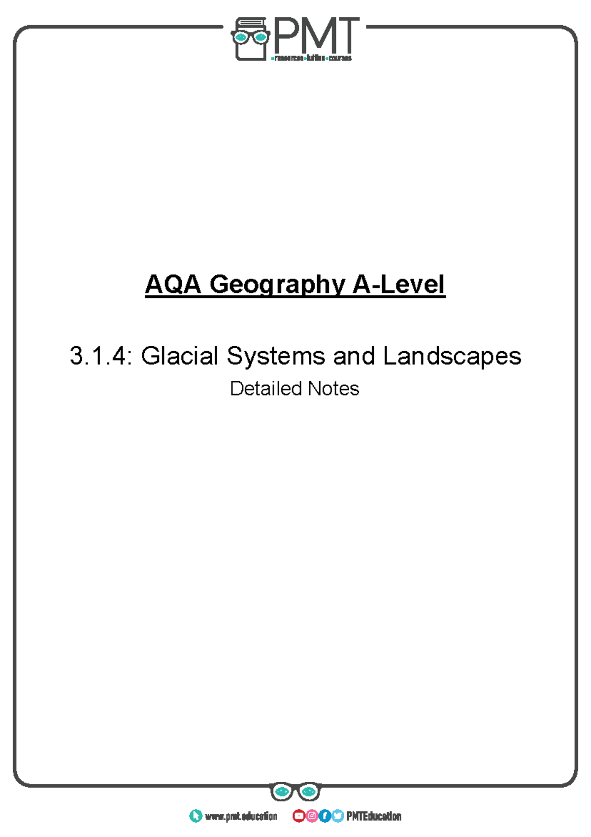 AQA Geography A-Level: Comprehensive Notes on Glacial Systems ...
