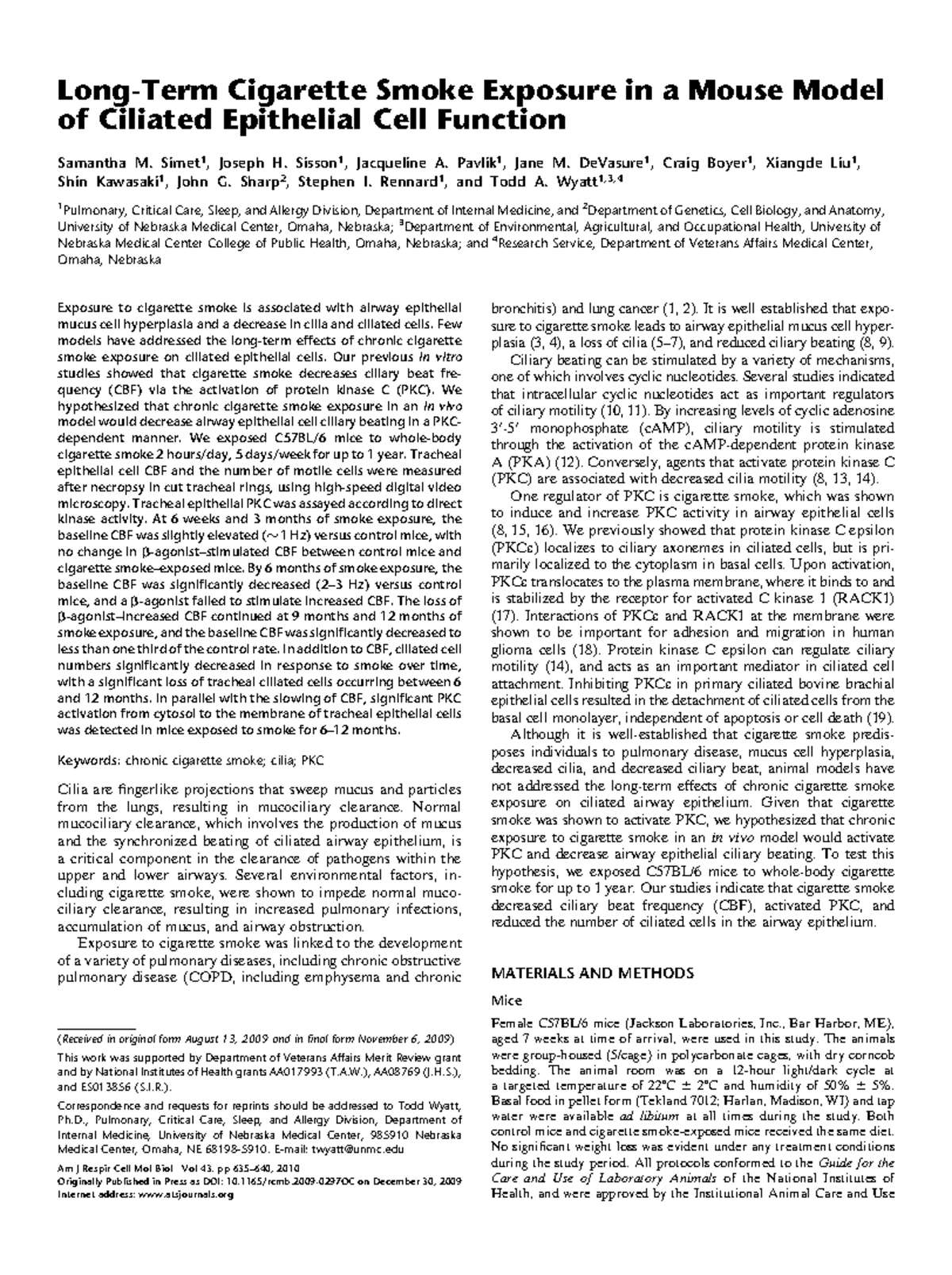 Simet et al. 2012: Long-Term Cigarette Smoke Effects on Ciliated Cells ...