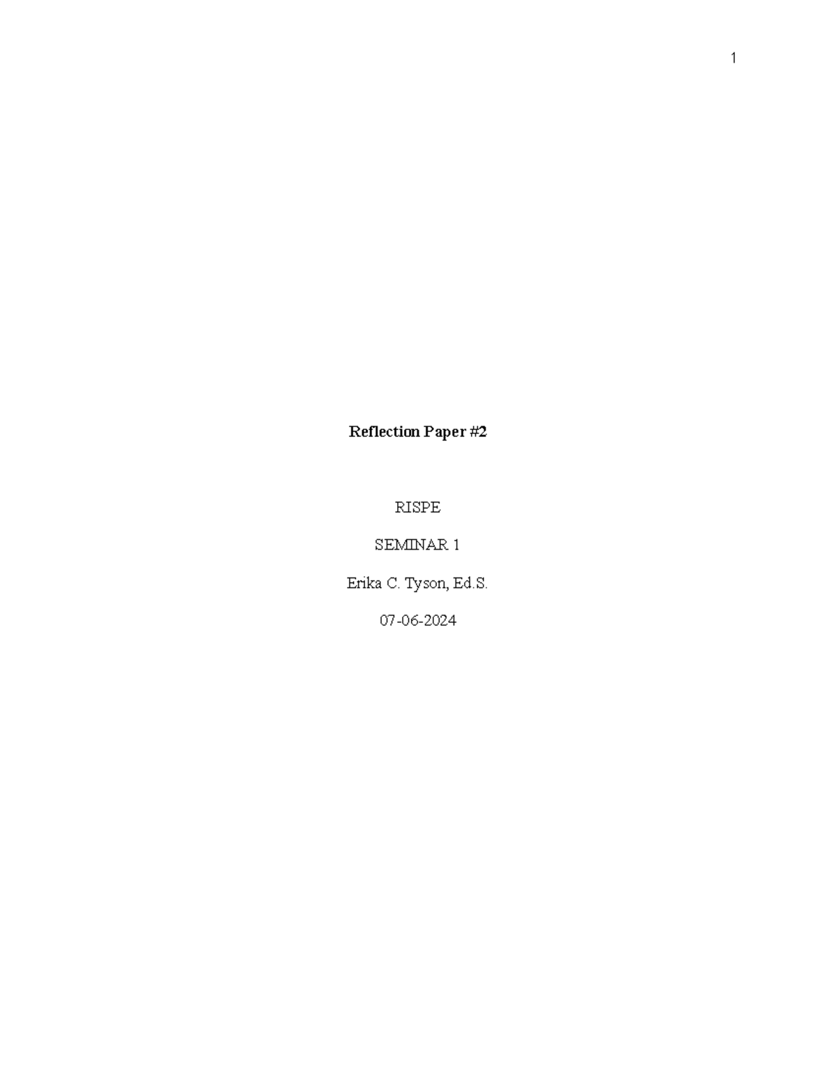 Reflection Paper #2: My Educational Journey in RISPE Seminar - Studocu